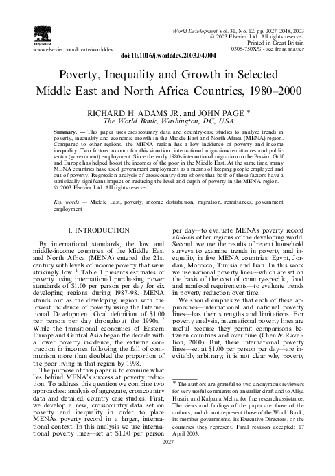 (PDF) Poverty, Inequality and Growth in Selected Middle East and North Africa Countries, 1980–2000
