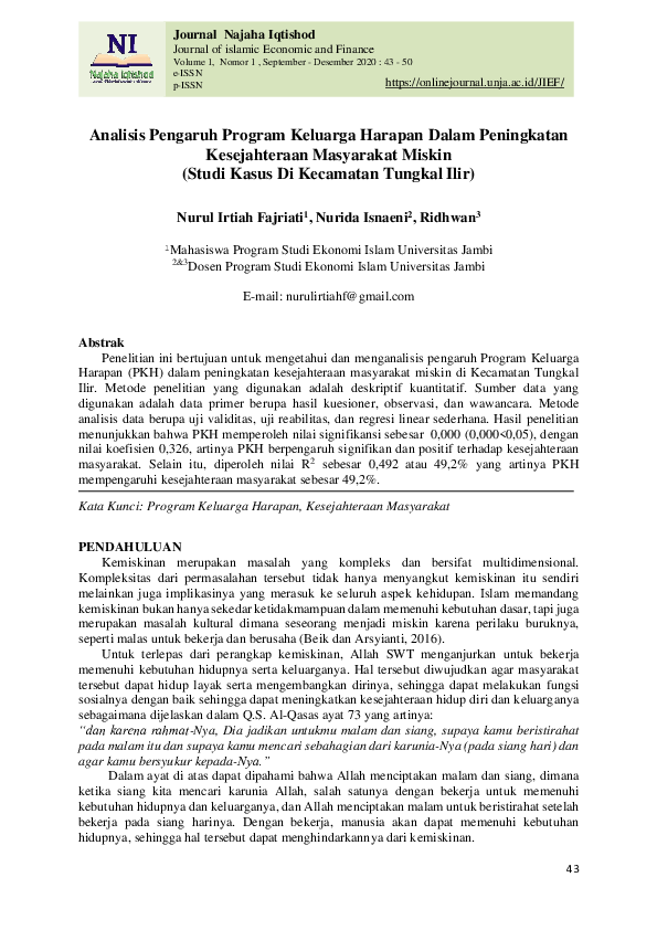 (PDF) Analisis Pengaruh Program Keluarga Harapan Dalam Peningkatan Kesejahteraan Masyarakat ...