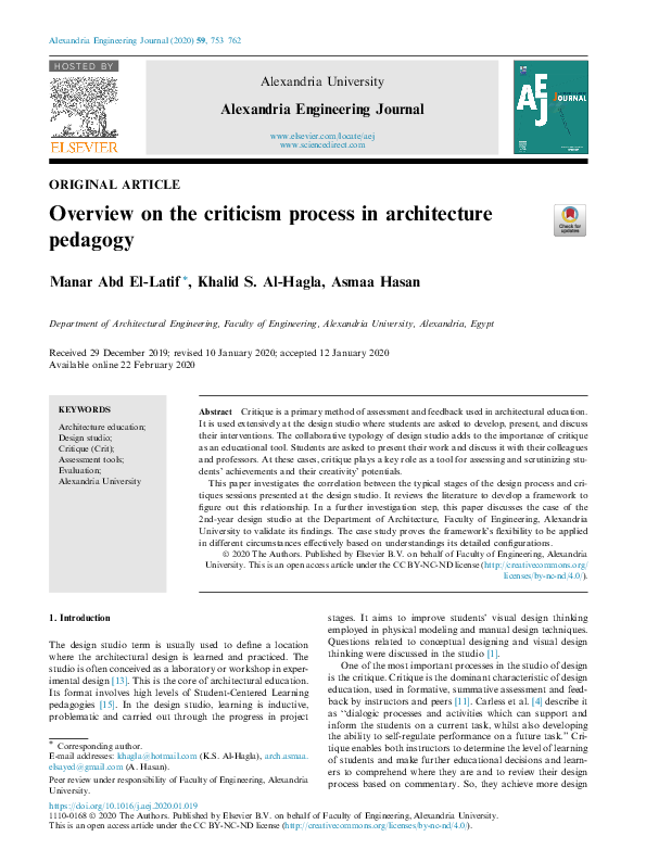 (PDF) Overview on the criticism process in architecture pedagogy ...
