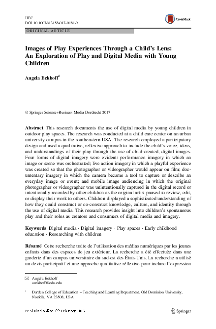 (PDF) Images of Play Experiences Through a Child’s Lens: An Exploration ...