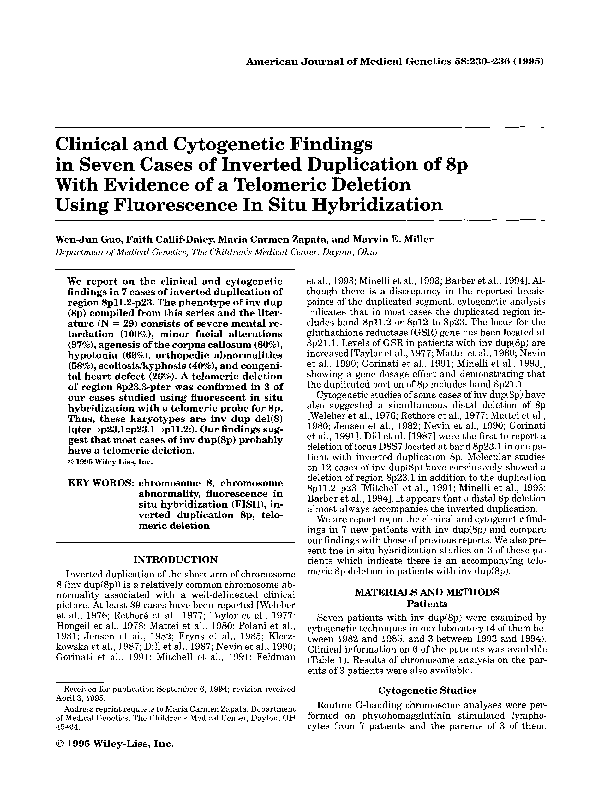 (PDF) Clinical and cytogenetic findings in seven cases of inverted ...