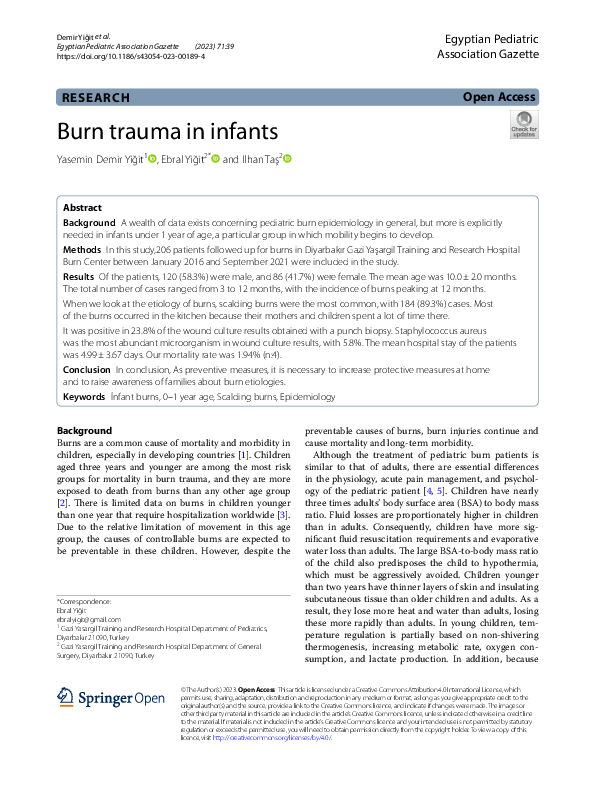 (PDF) Burn trauma in infants