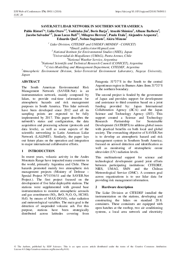 (PDF) Saver.net lidar network in southern South America