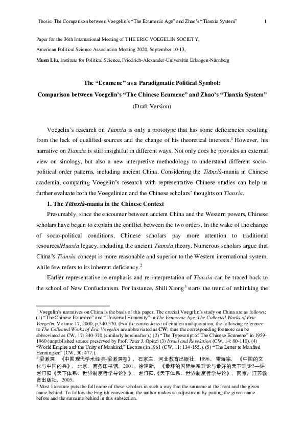 (PDF) The “Ecumene” as a Paradigmatic Political Symbol: Comparison ...