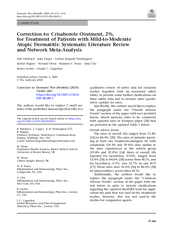 (PDF) Correction to: Crisaborole Ointment, 2%, for Treatment of ...