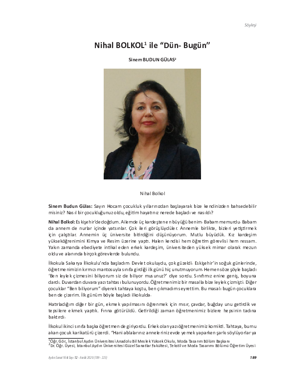 (PDF) Nihal Bolkol ile "Dün-Bugün