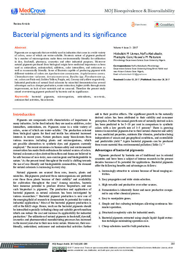 (PDF) Bacterial Pigments and its Significance
