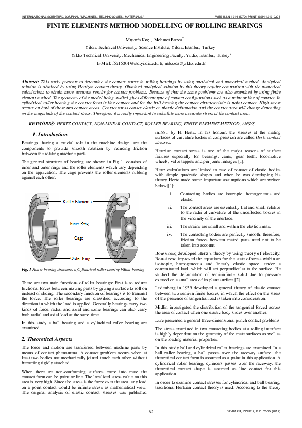 (PDF) Finite elements method modelling of rolling bearings