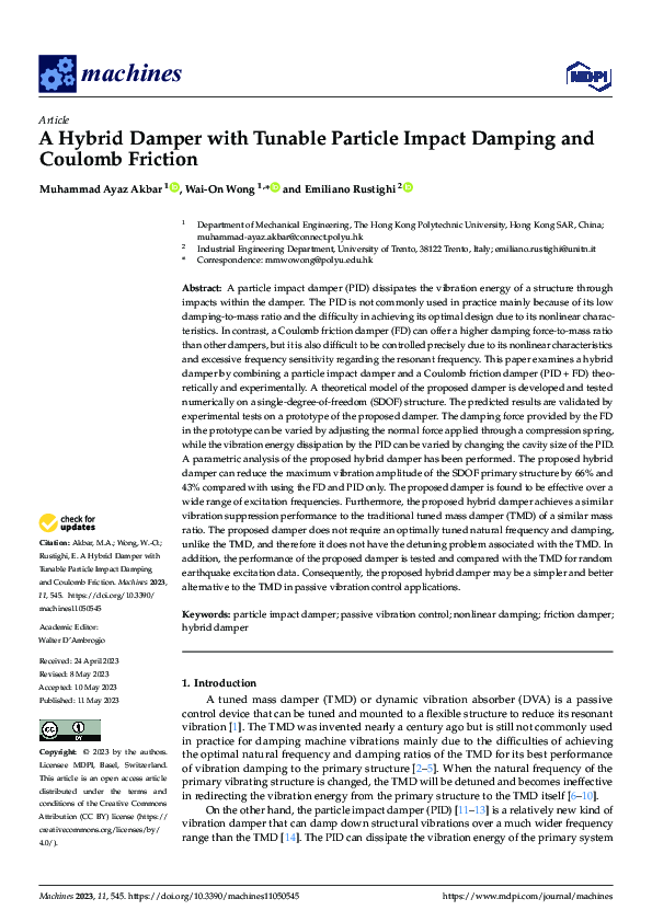 (PDF) A Hybrid Damper with Tunable Particle Impact Damping and Coulomb ...
