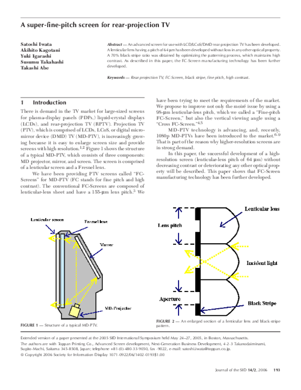 (PDF) A super-fine-pitch screen for rear-projection TV