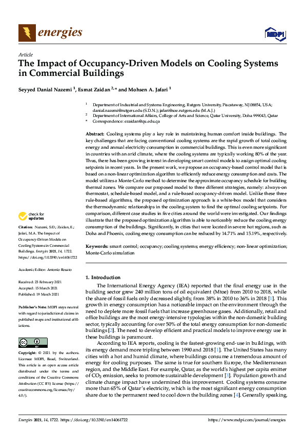 (PDF) The Impact of Occupancy-Driven Models on Cooling Systems in ...