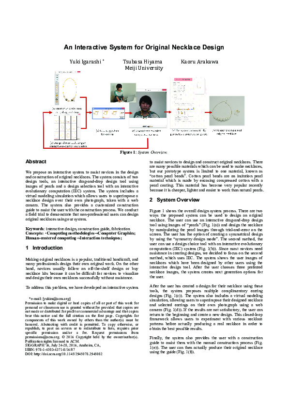 (PDF) An interactive system for original necklace design