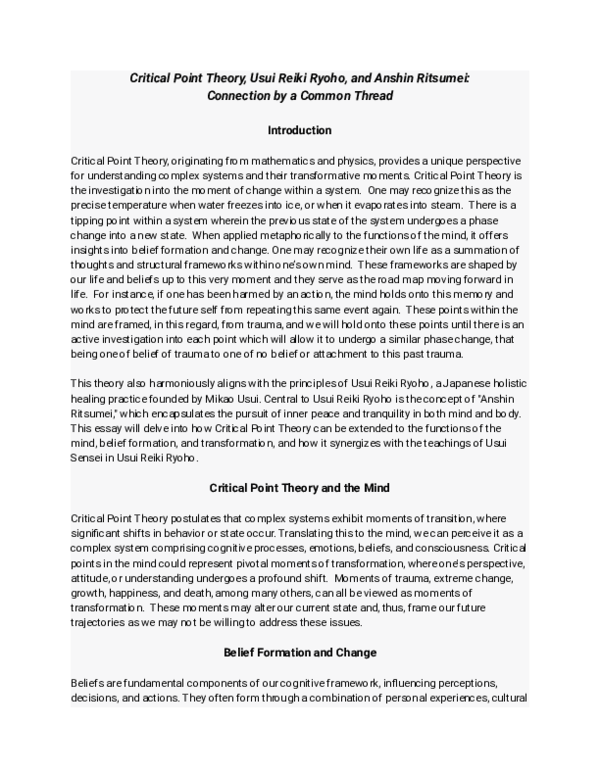 (PDF) Critical Point Theory, Usui Reiki Ryoho, and Anshin Ritsumei ...