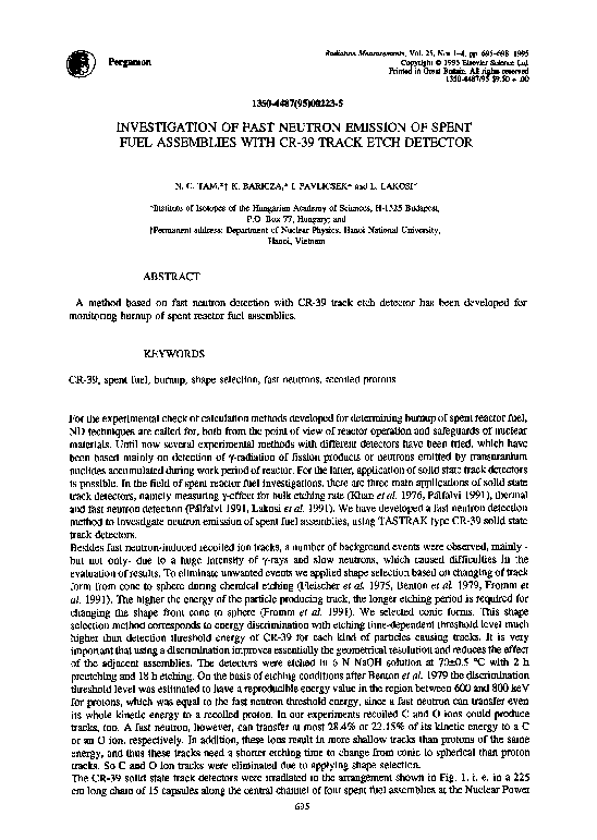 (PDF) Investigation of fast neutron emission of spent fuel assemblies ...