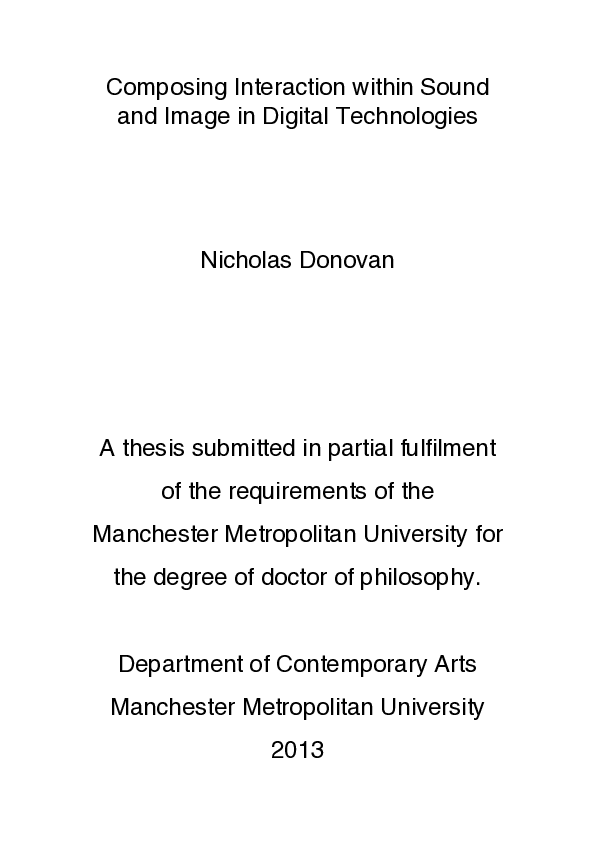(PDF) Composing interaction within sound and image in digital technologies