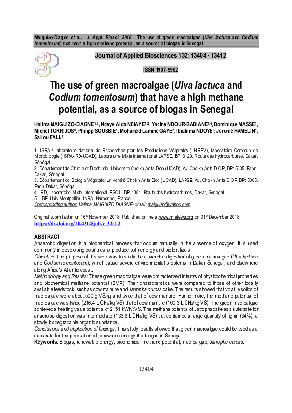 (PDF) The use of green macroalgae (Ulva lactuca and Codium tomentosum ...