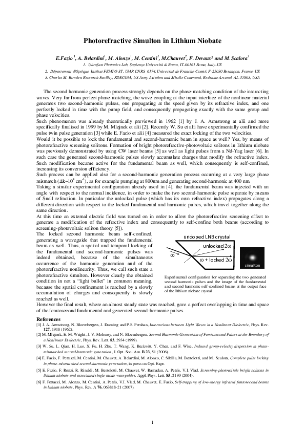 (PDF) Photorefractive Simulton in Lithium Niobate | Eugenio Fazio - Academia.edu