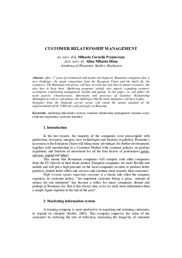 (PDF) Customer Relationship Management