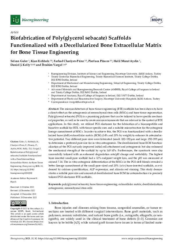 (PDF) Biofabrication of Poly(glycerol sebacate) Scaffolds Functionalized with a Decellularized ...
