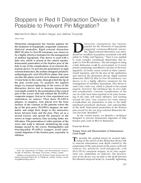 (PDF) Stoppers in Red II Distraction Device: Is it Possible to Prevent ...