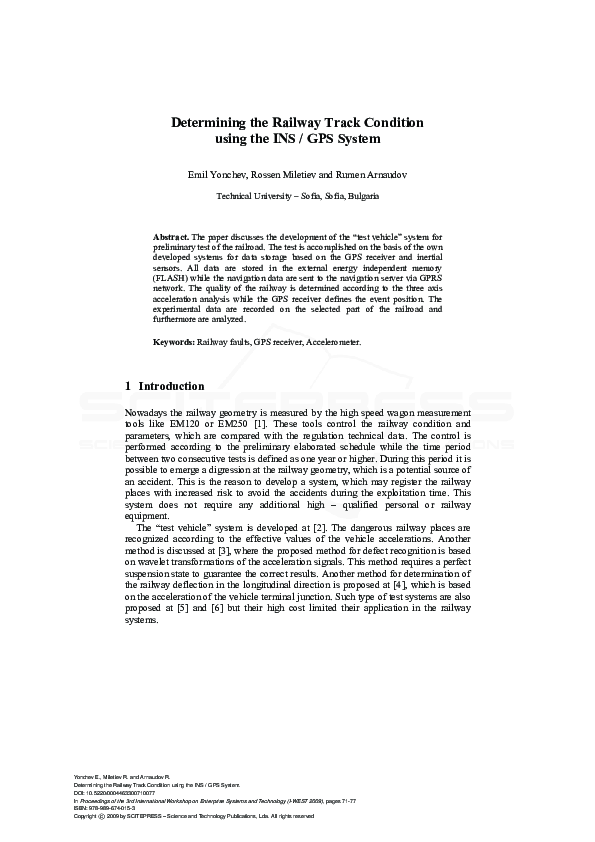 (PDF) Determining the Railway Track Condition using the INS / GPS System