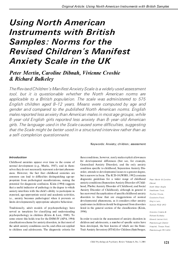 (PDF) Using North American Instruments with British Samples: Norms for ...