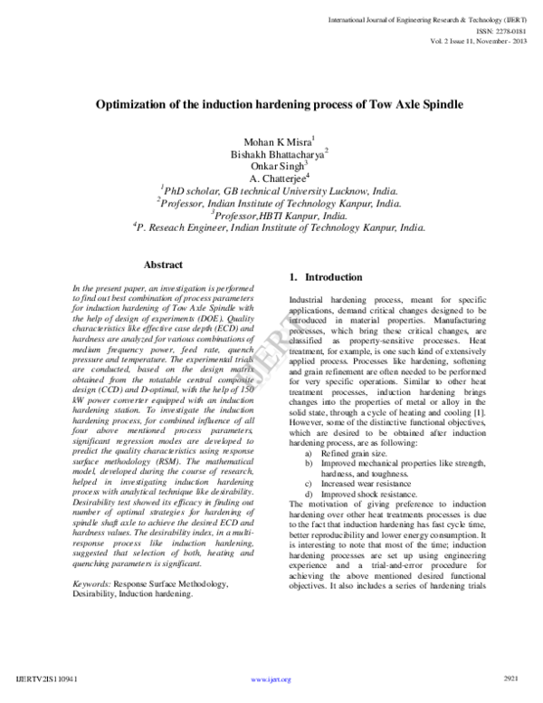 (PDF) Optimization of the induction hardening process of Tow Axle Spindle