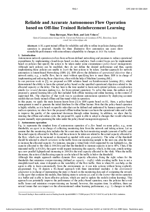 (PDF) Reliable and Accurate Autonomous Flow Operation based on Off-line ...