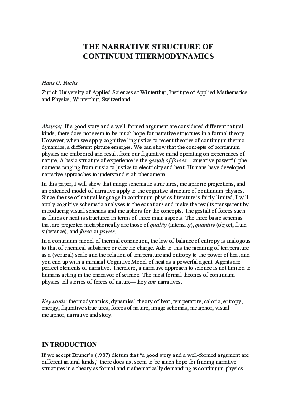 (PDF) The narrative structure of continuum thermodynamics