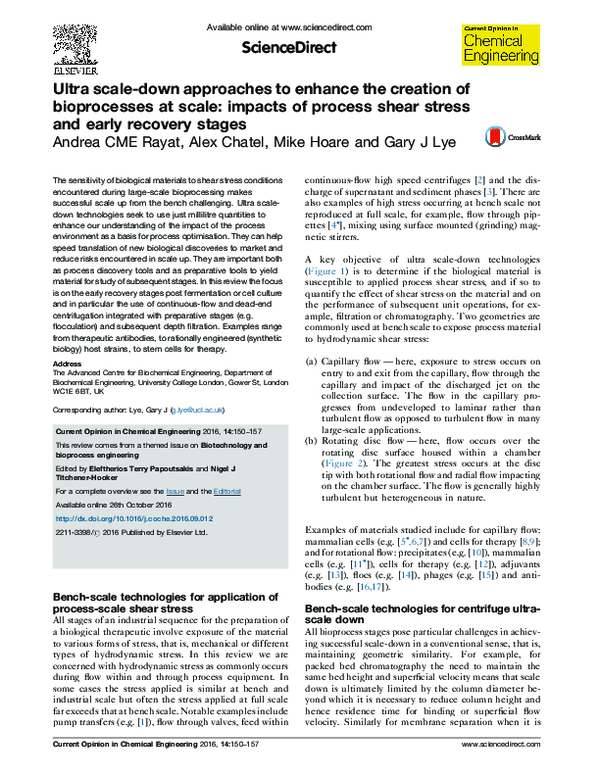 (PDF) Ultra scale-down approaches to enhance the creation of bioprocesses at scale: impacts of ...
