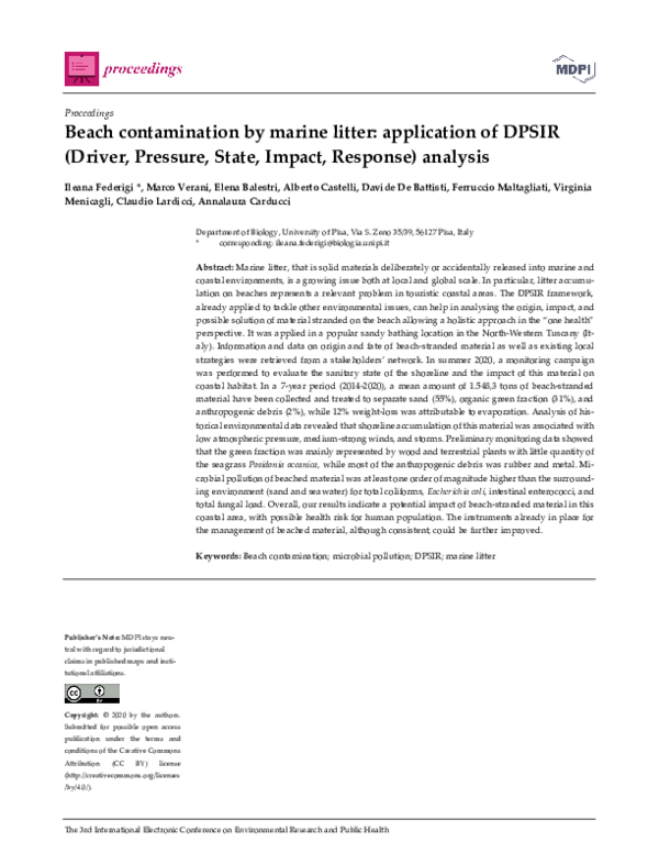 (PDF) Beach contamination by marine litter: application of DPSIR ...