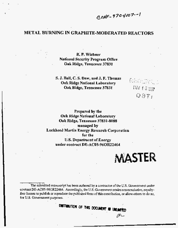 (PDF) Metal burning in graphite-moderated reactors