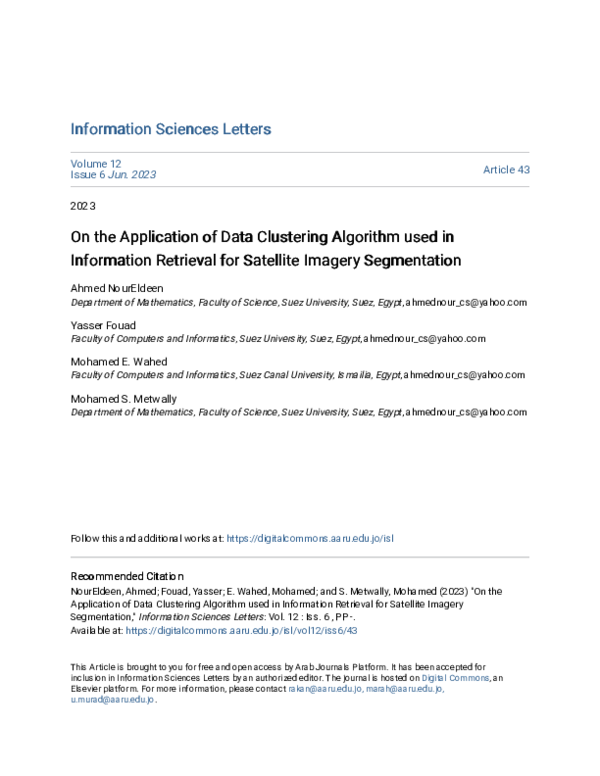 Pdf On The Application Of Data Clustering Algorithm Used In On The 6433