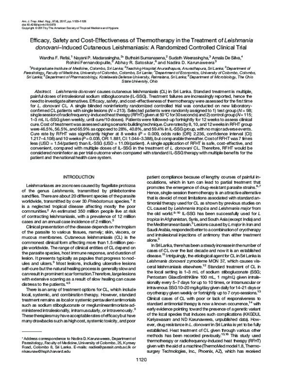 (PDF) Efficacy, Safety and Cost-Effectiveness of Thermotherapy in the Treatment of Leishmania ...