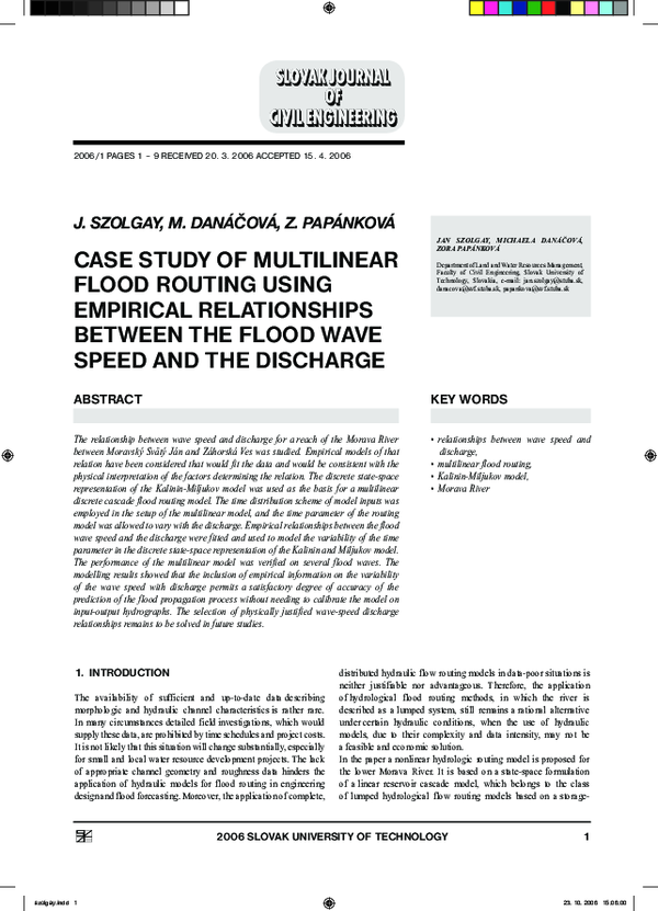 (PDF) Study of Multilinear Flood Routing Using Empirical Relationships ...