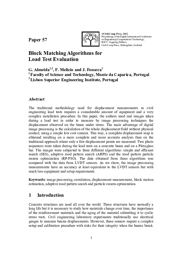 (PDF) Block Matching Algorithms for Load Test Evaluation