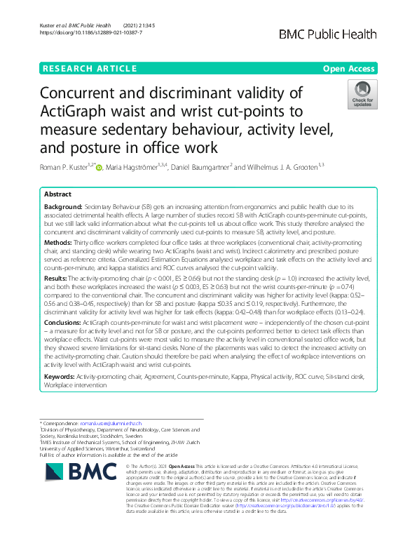 (PDF) Concurrent and discriminant validity of ActiGraph waist and wrist ...