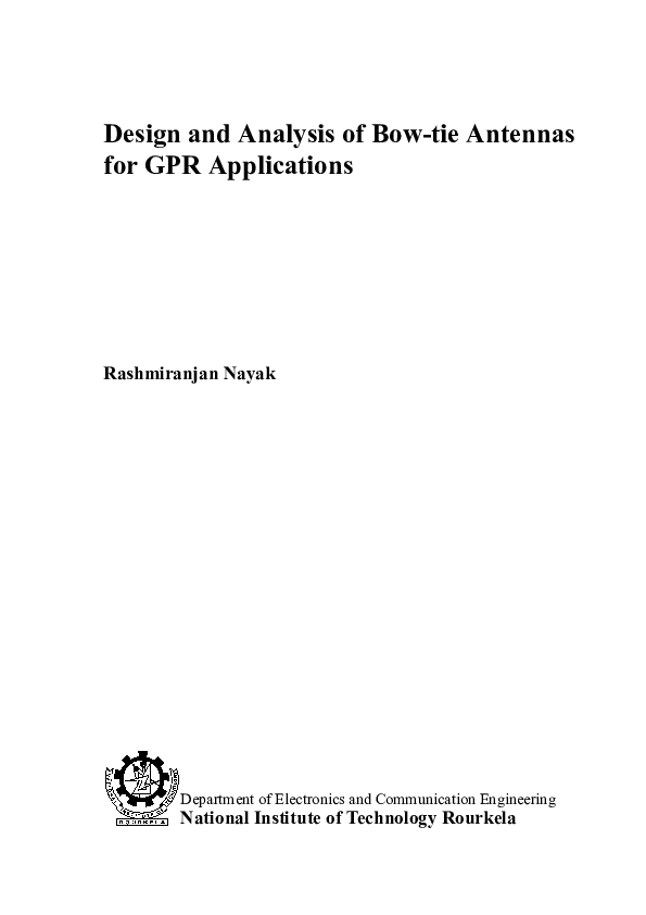 (PDF) Design and Analysis of Bow-tie Antennas for GPR Applications
