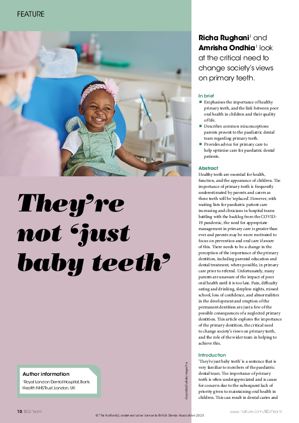 (PDF) They're not 'just baby teeth