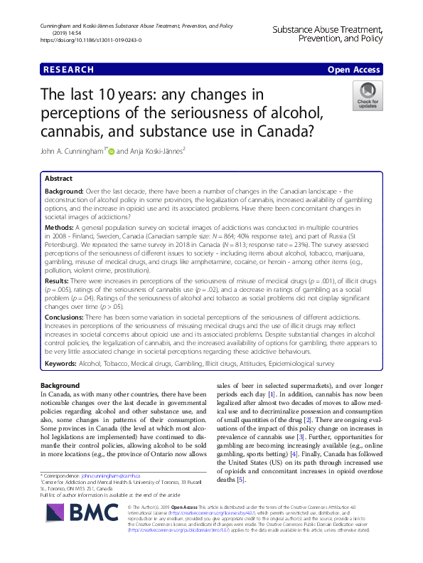 (PDF) The last 10 years: any changes in perceptions of the seriousness ...