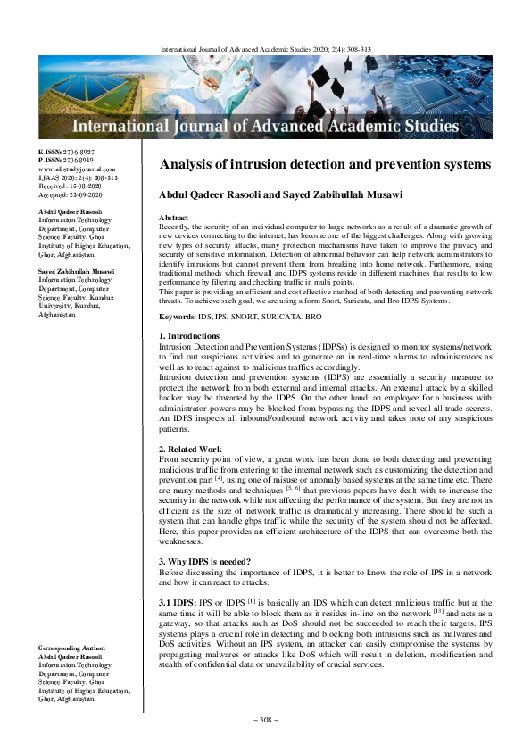 Pdf Analysis Of Intrusion Detection And Prevention Systems