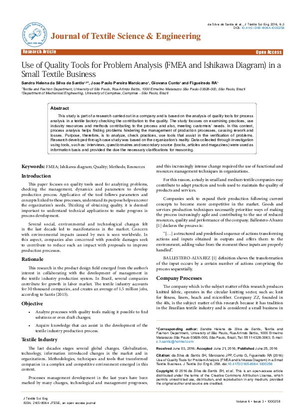 (PDF) Use of Quality Tools for Problem Analysis (FMEA and Ishikawa ...