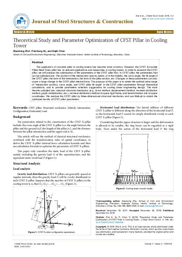 (PDF) Theoretical Study and Parameter Optimization of CFST Pillar in Cooling Tower
