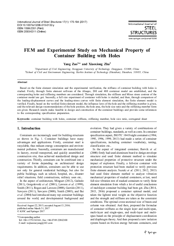 (PDF) FEM and experimental study on mechanical property of container ...