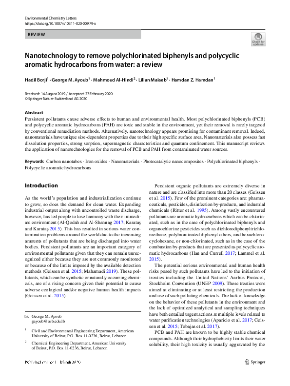 (PDF) Nanotechnology to remove polychlorinated biphenyls and polycyclic aromatic hydrocarbons ...