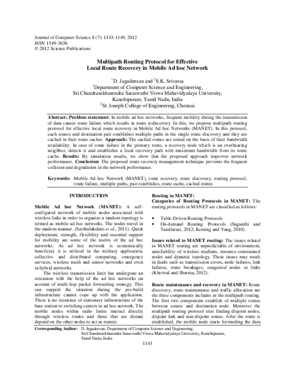 Pdf Multipath Routing Protocol For Effective Local Route Recovery In Mobile Ad Hoc Network