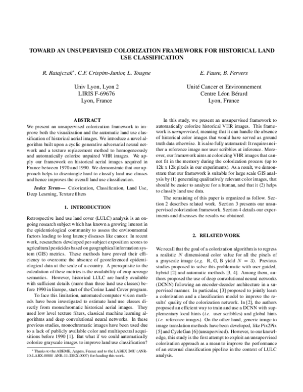(PDF) Toward An Unsupervised Colorization Framework for Historical Land Use Classification