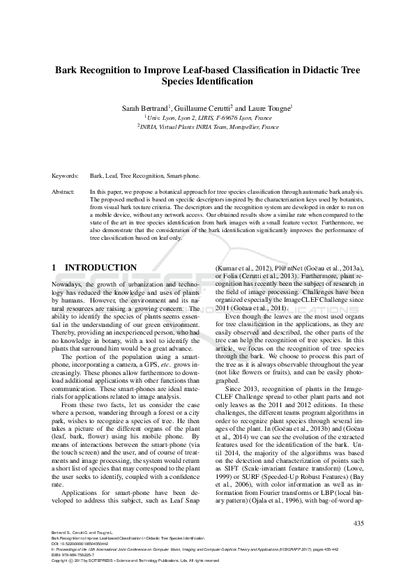 Pdf Bark Recognition To Improve Leaf Based Classification In Didactic