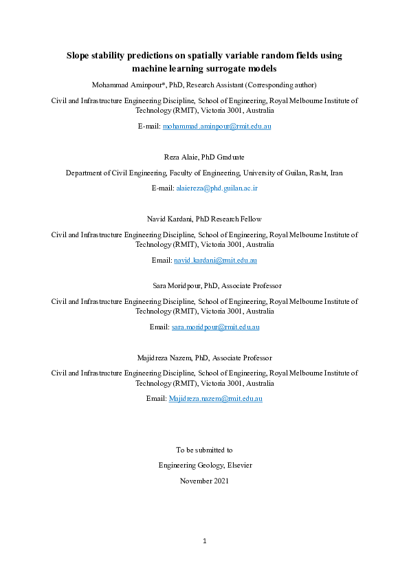 (PDF) Slope stability predictions on spatially variable random fields using machine learning ...