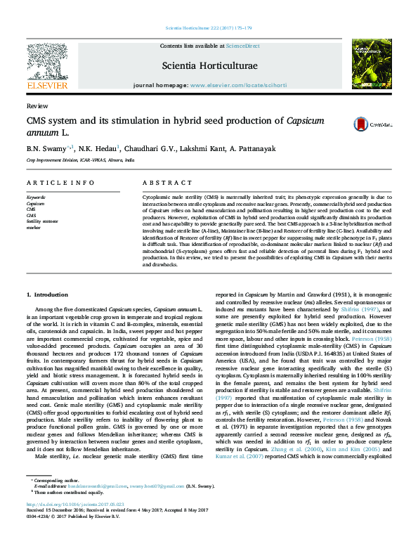 (PDF) CMS system and its stimulation in hybrid seed production of ...